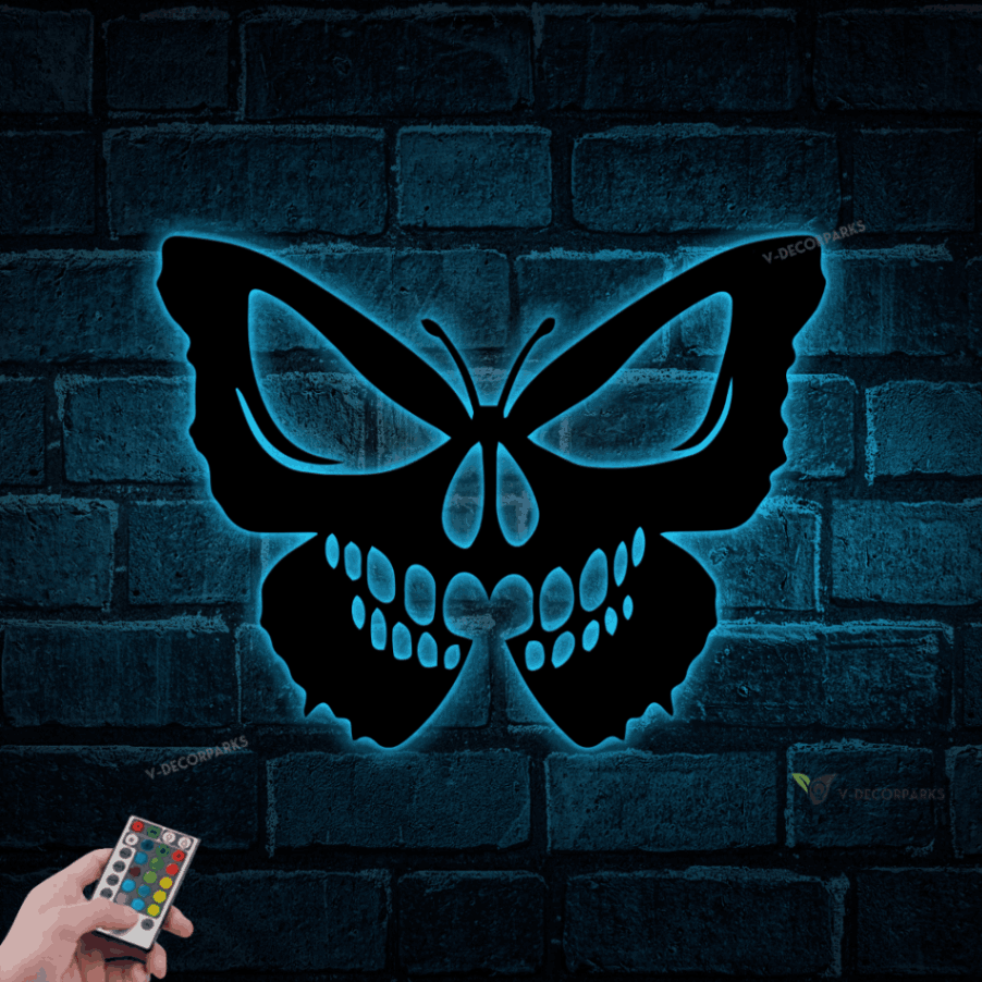 Butterfly Metal Wall Art With Led Lights, Butterfly Sign, Moms Garden ...