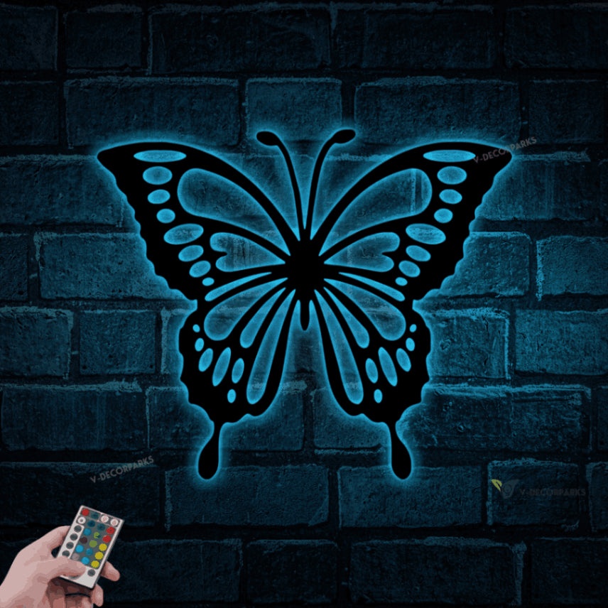 Butterfly Metal Wall Art With Led Lights, Butterfly Sign, Moms Garden ...