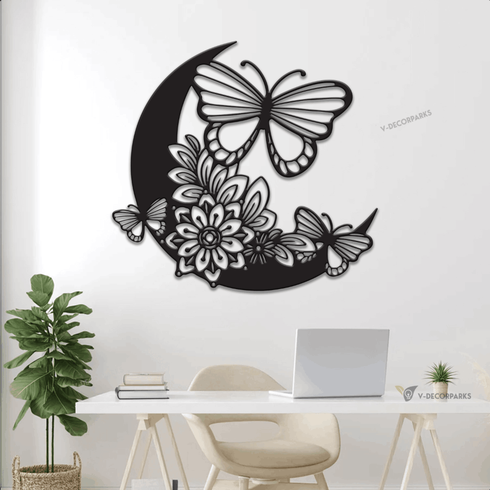 Butterfly Metal Wall Art With Led Lights, Butterfly Sign, Moms Garden ...