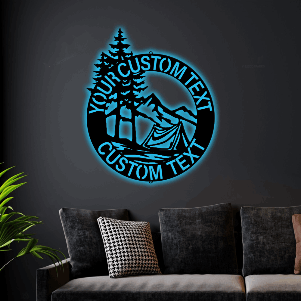 Campfire Led Lights Sign Monogram Steel Sign, Customized Campfire ...