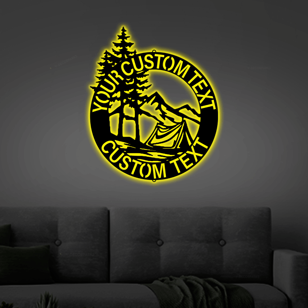 Campfire Led Lights Sign Monogram Steel Sign, Customized Campfire ...