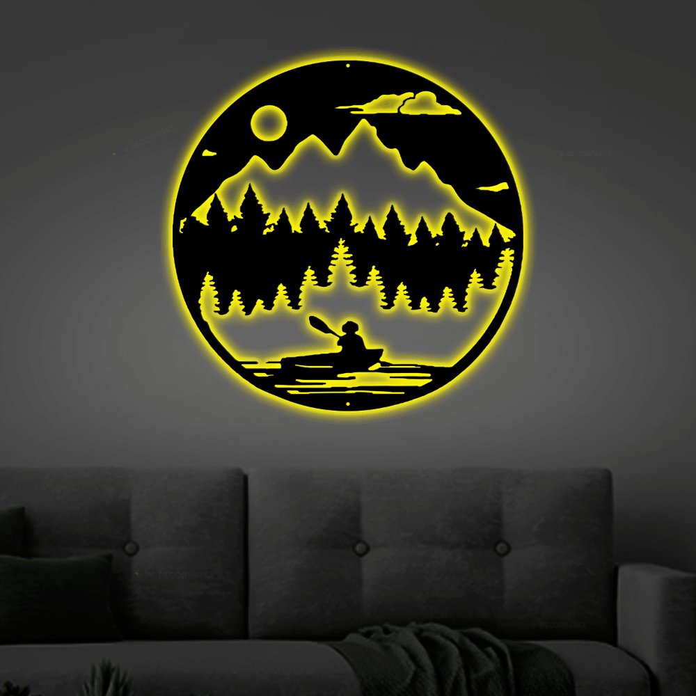 Canoe Scene Sign With Led Lights Monogram Steel Sign Canoe The Wild ...