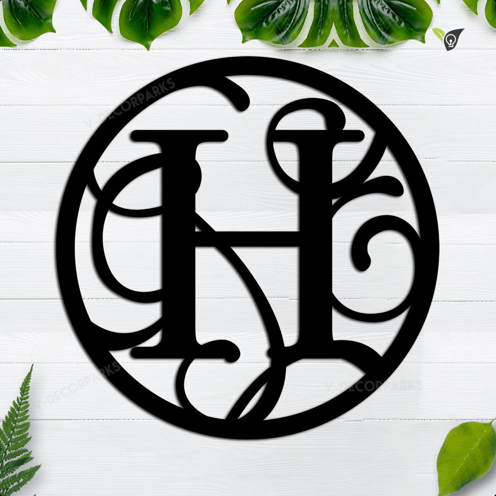 Personalized Split Letter Monogram Metal Wall Art, Custom Monogram ...