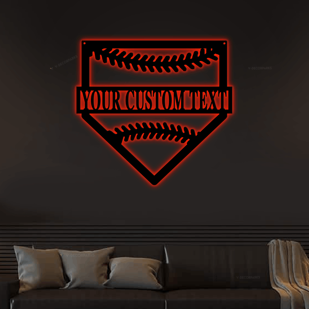 Custom Baseball Led Lights Sign Monogram Steel Sign, Personalized ...