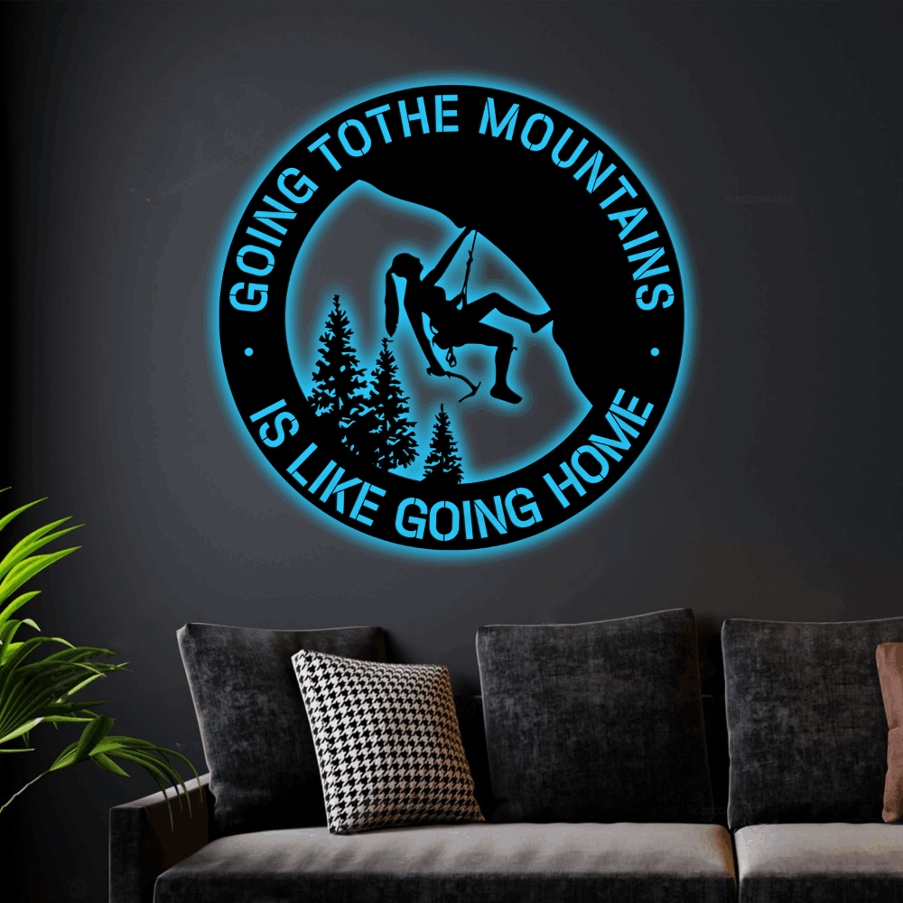 Custom Climbing Led Lights Sign Monogram Steel Sign, Personalized Rock ...