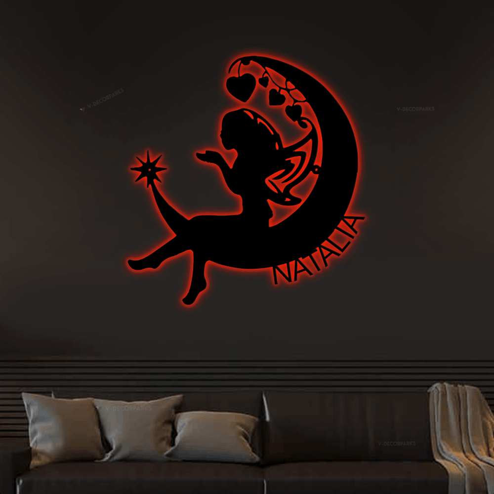 Custom Fairy Sign Led Lights Monogram Steel Sign Custom Fairy On The ...
