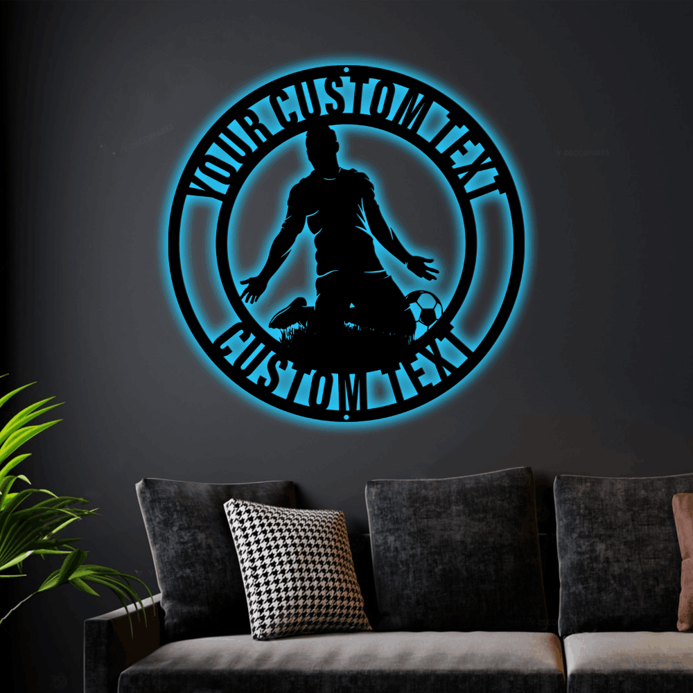 Custom Football Led Lights Sign Monogram Steel Sign, Personalized ...