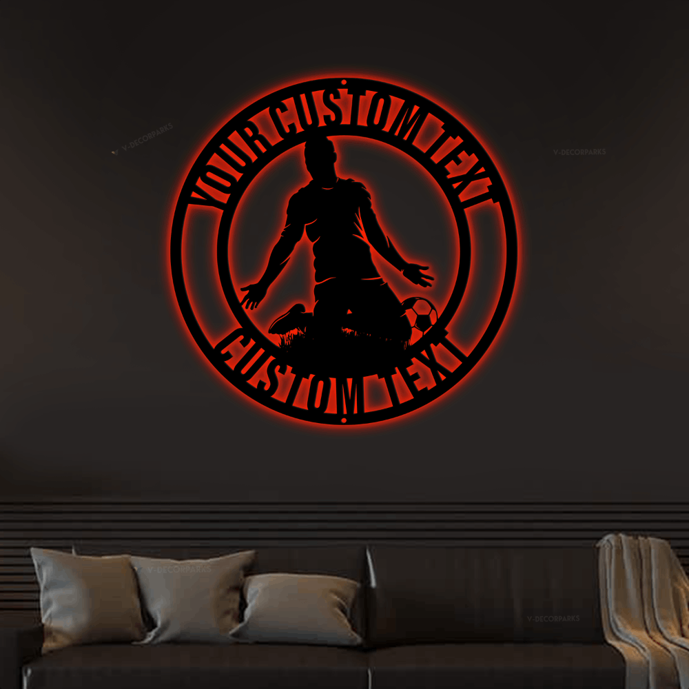 Custom Football Led Lights Sign Monogram Steel Sign, Personalized ...