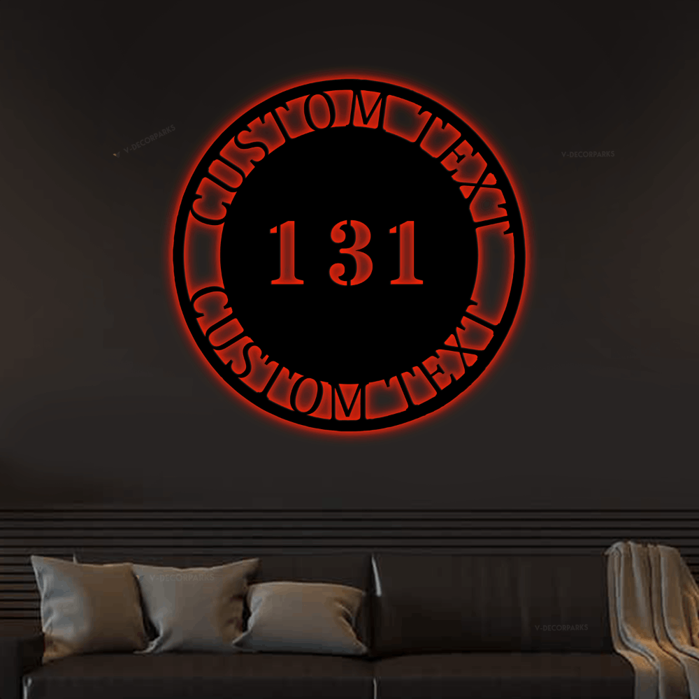 Custom Monogram Sign With Led Lights, Established Sign Personalized ...