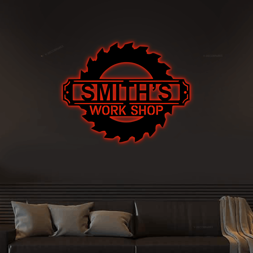 Custom Sawmill With Led Lights Sign Monogram Steel Sign, Personalized ...