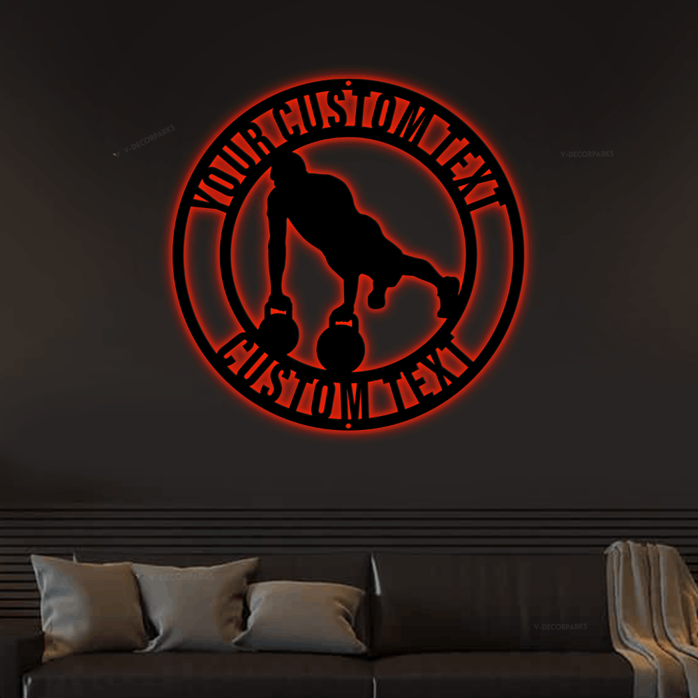 Custom Workout Led Lights Sign Monogram Steel Sign, Personalized ...
