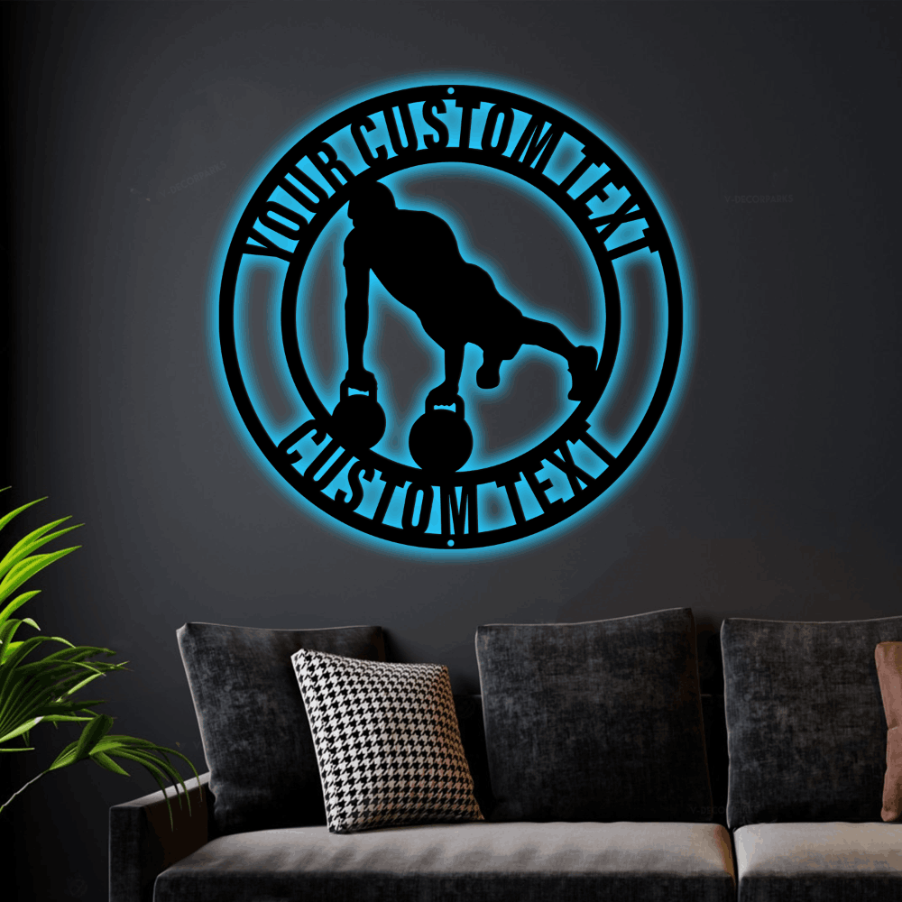 Custom Workout Led Lights Sign Monogram Steel Sign, Personalized ...