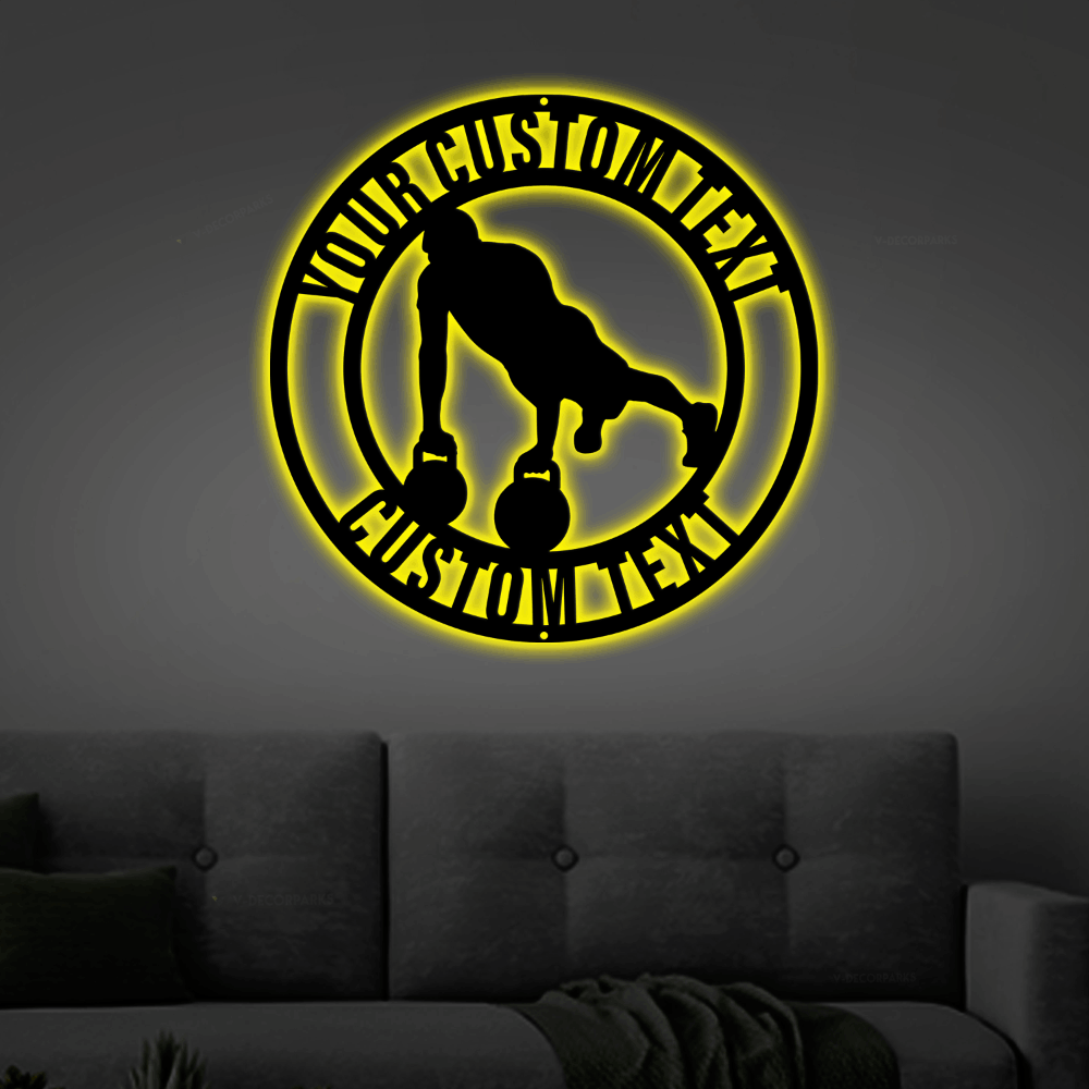 Custom Workout Led Lights Sign Monogram Steel Sign, Personalized ...