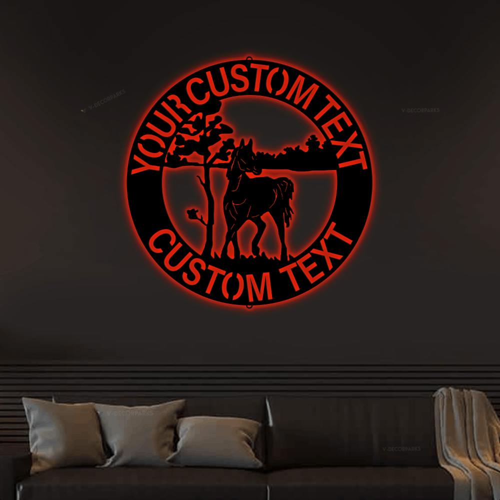 Customize Horse Led Lights Sign Monogram Steel Sign, Personalized Horse ...