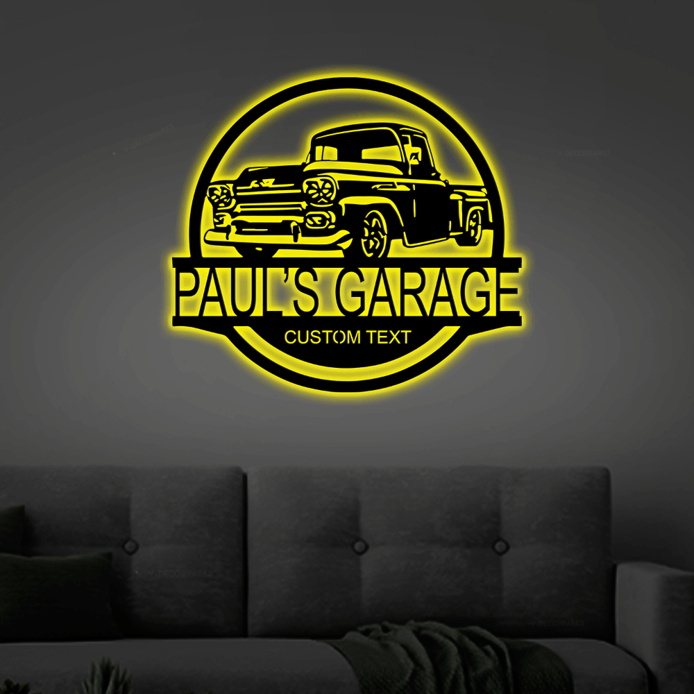 Customized Car With Led Lights Sign Monogram Steel Sign, Personalize ...