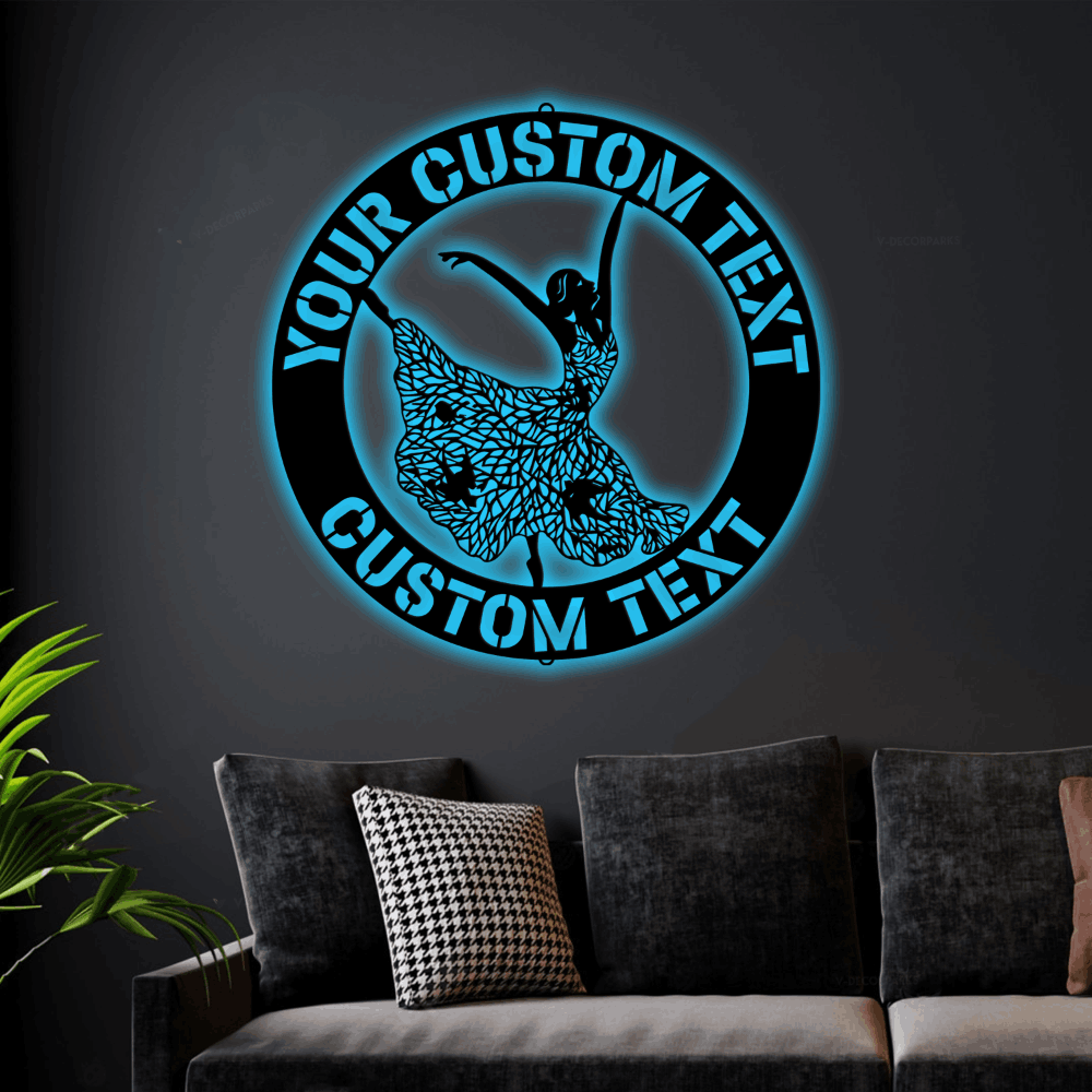 Customized Dancer Sign With Led Lights Monogram Steel Sign ...