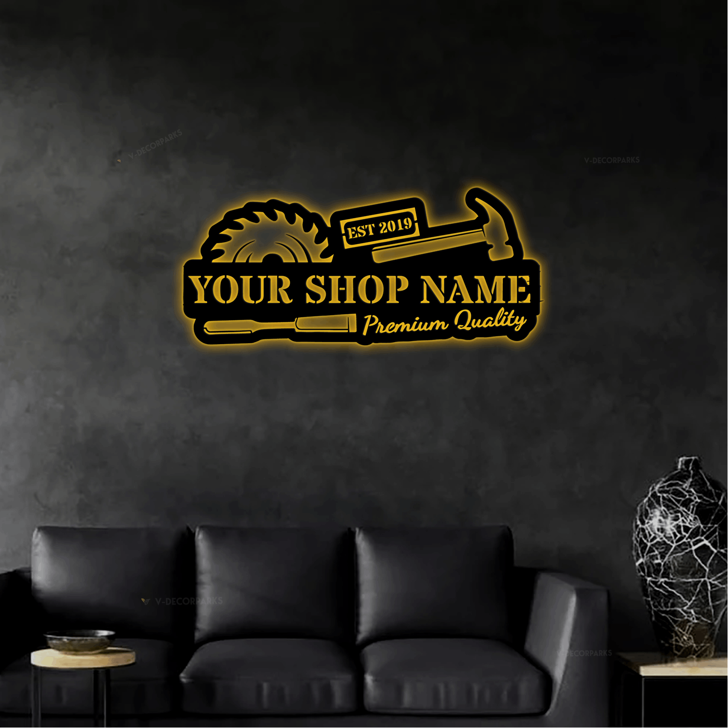 Carpenter Personalized Shop Metal Sign With Led Lights, Carpenter Shop ...