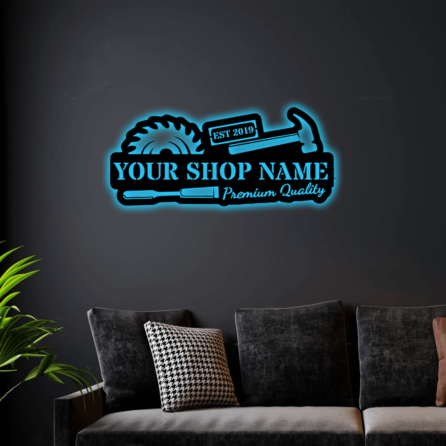 Carpenter Personalized Shop Metal Sign With Led Lights, Carpenter Shop ...