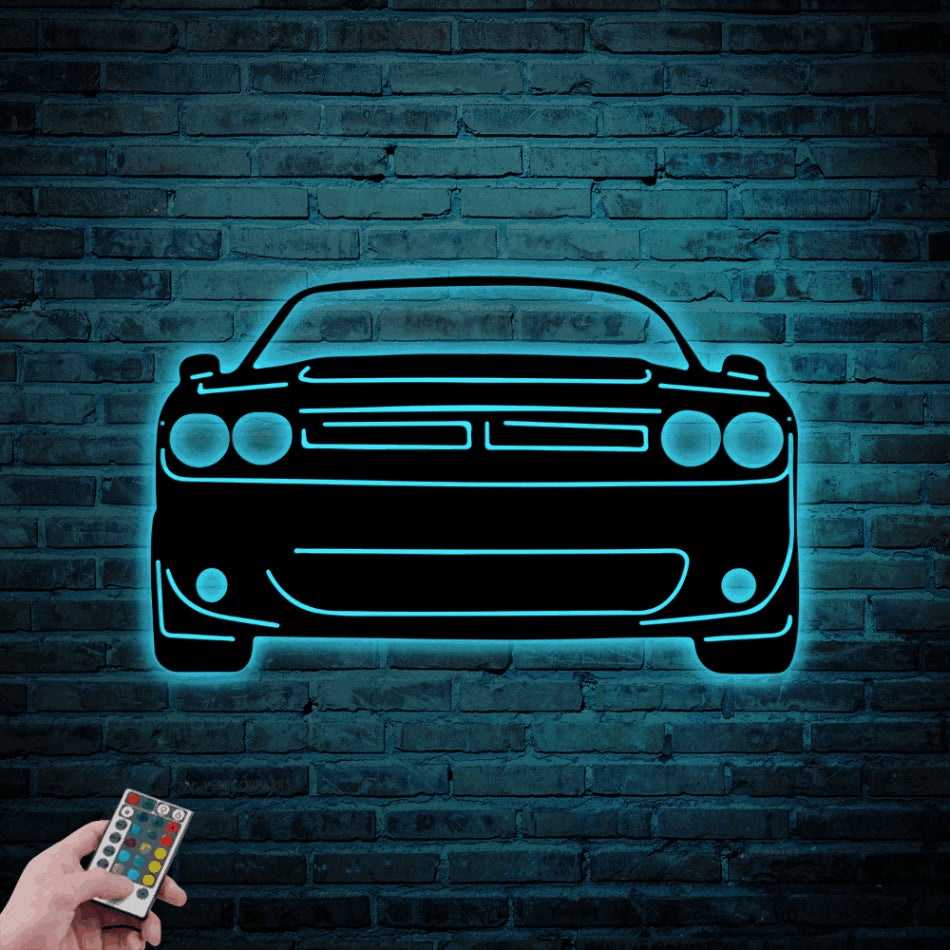 Muscle Car Metal Sign With Led Lights, Garage Wall Decor, Challenger ...