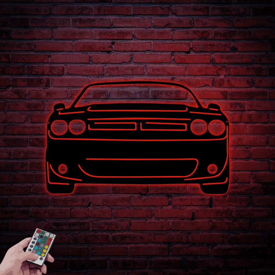 Muscle Car Metal Sign With Led Lights, Garage Wall Decor, Challenger ...