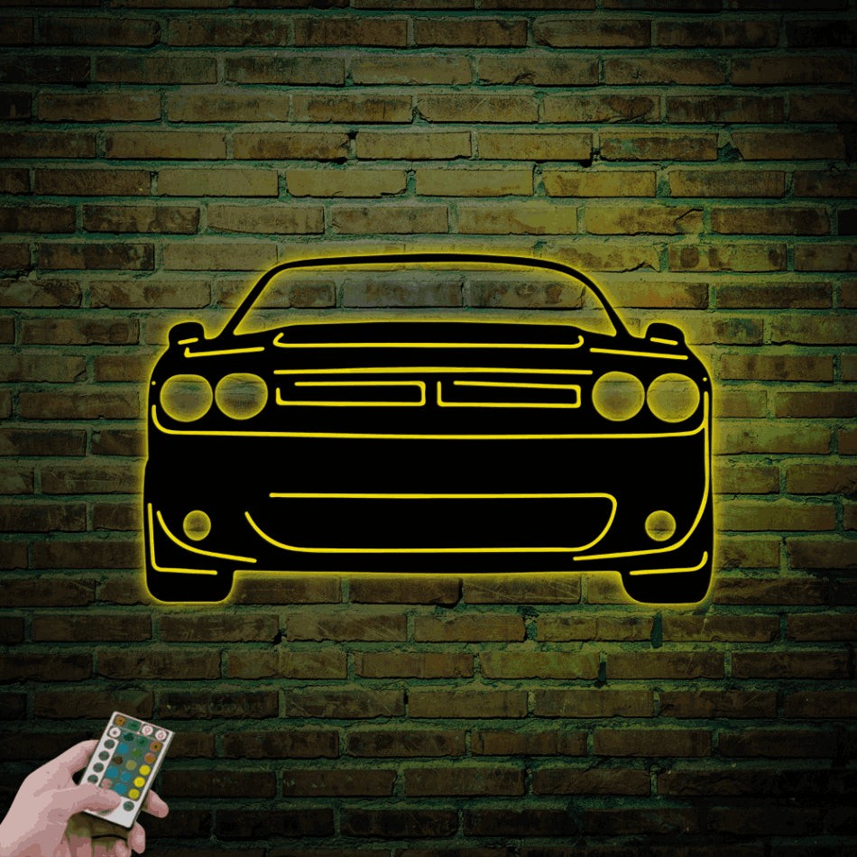 Muscle Car Metal Sign With Led Lights, Garage Wall Decor, Challenger ...
