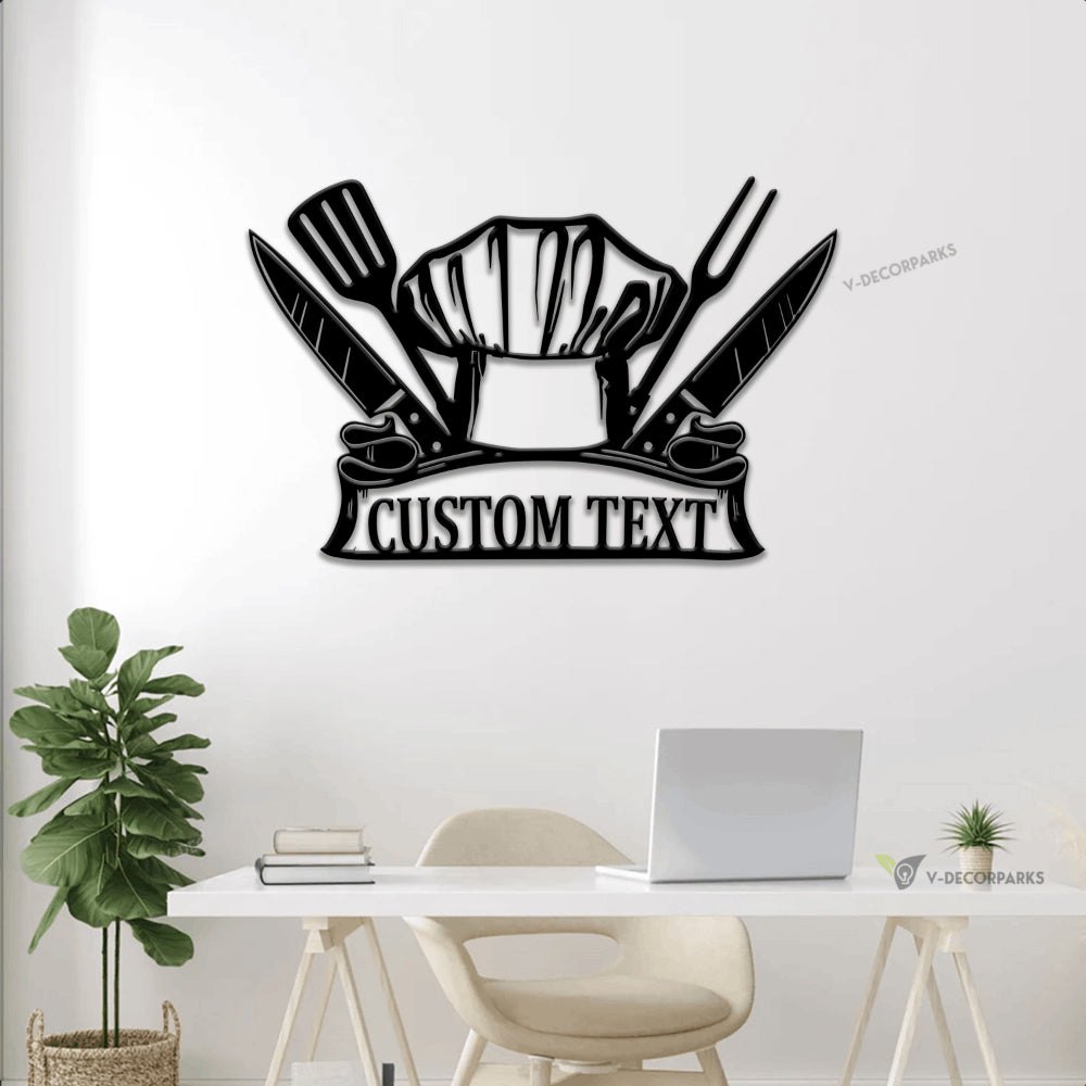 Chef Metal Wall Art With Led Lights, Kitchen Wall Art, Kitchen Wall ...
