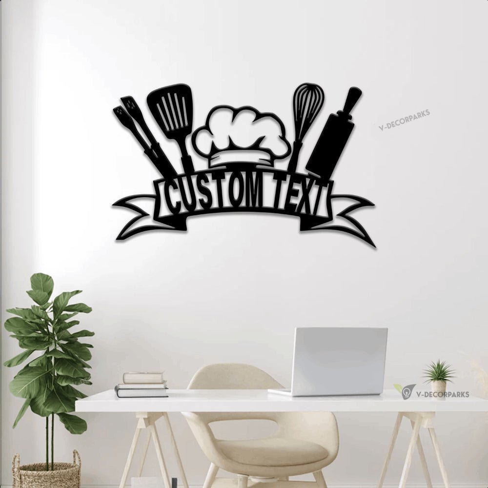 Chef Metal Wall Art With Led Lights, Kitchen Wall Art, Kitchen Wall ...