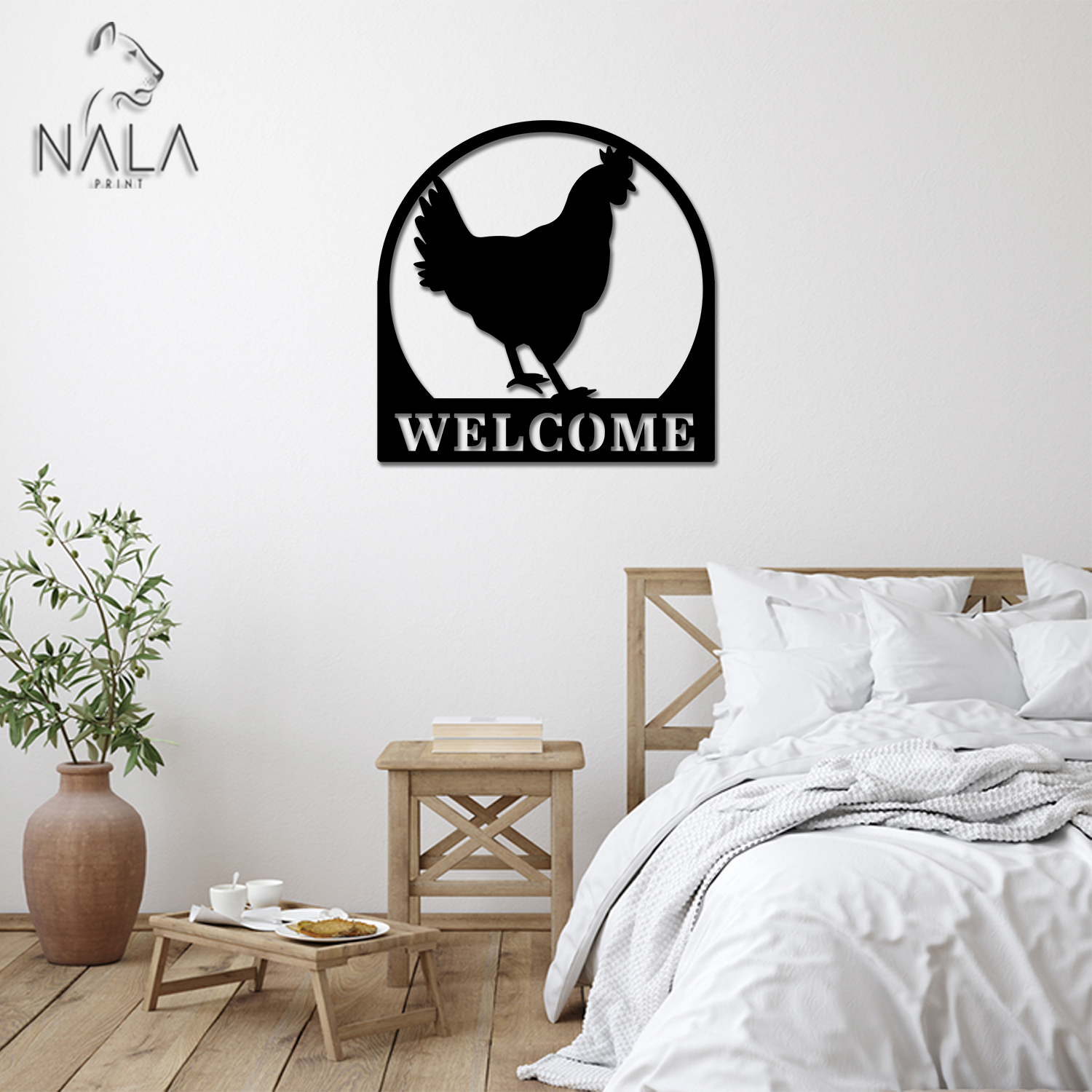 Chicken Welcome Metal Sign, Chicken Silhouette Wall Art Decor, Outdoor ...