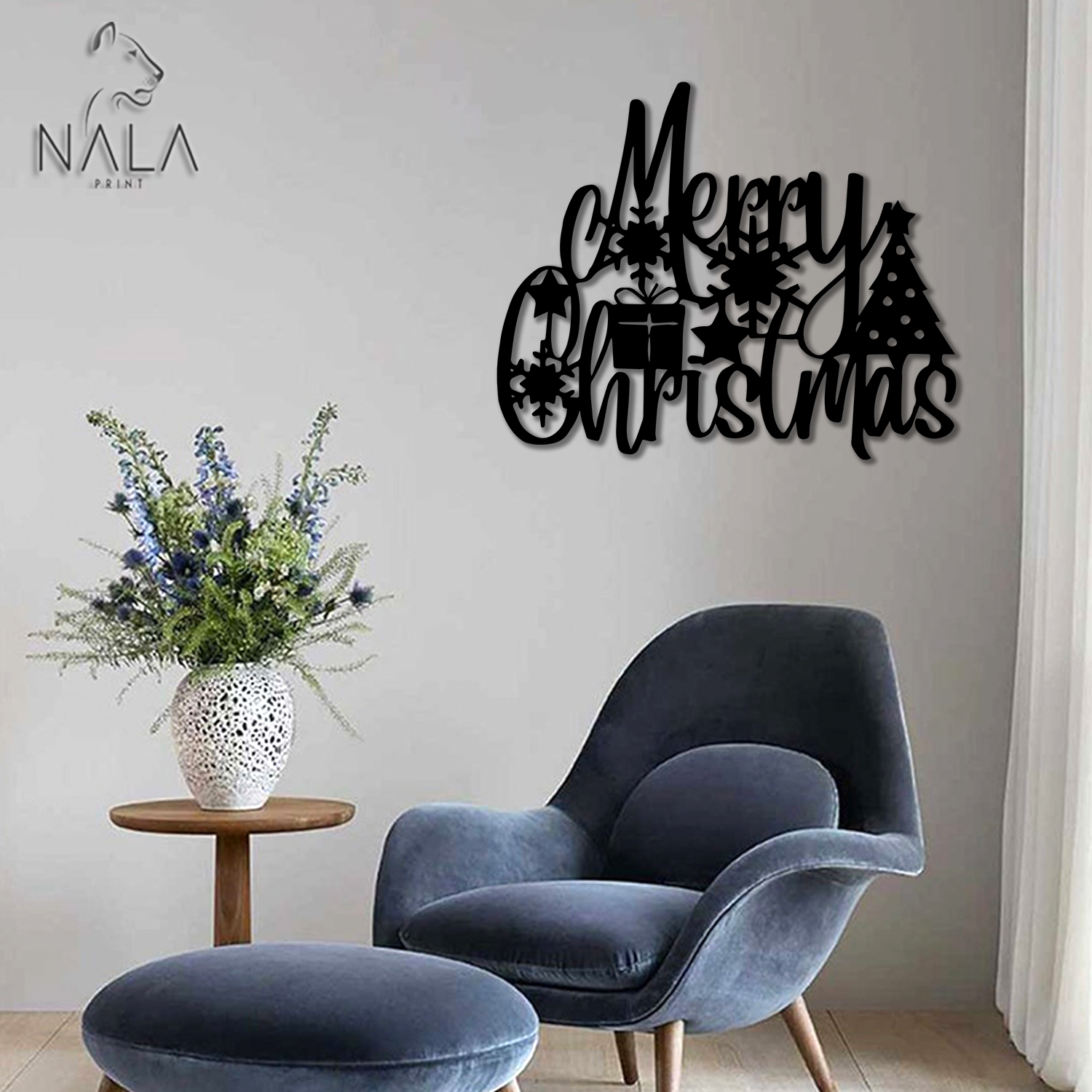 Merry Christmas Metal Sign, Lettering Design Wall Hanging, Christmas ...