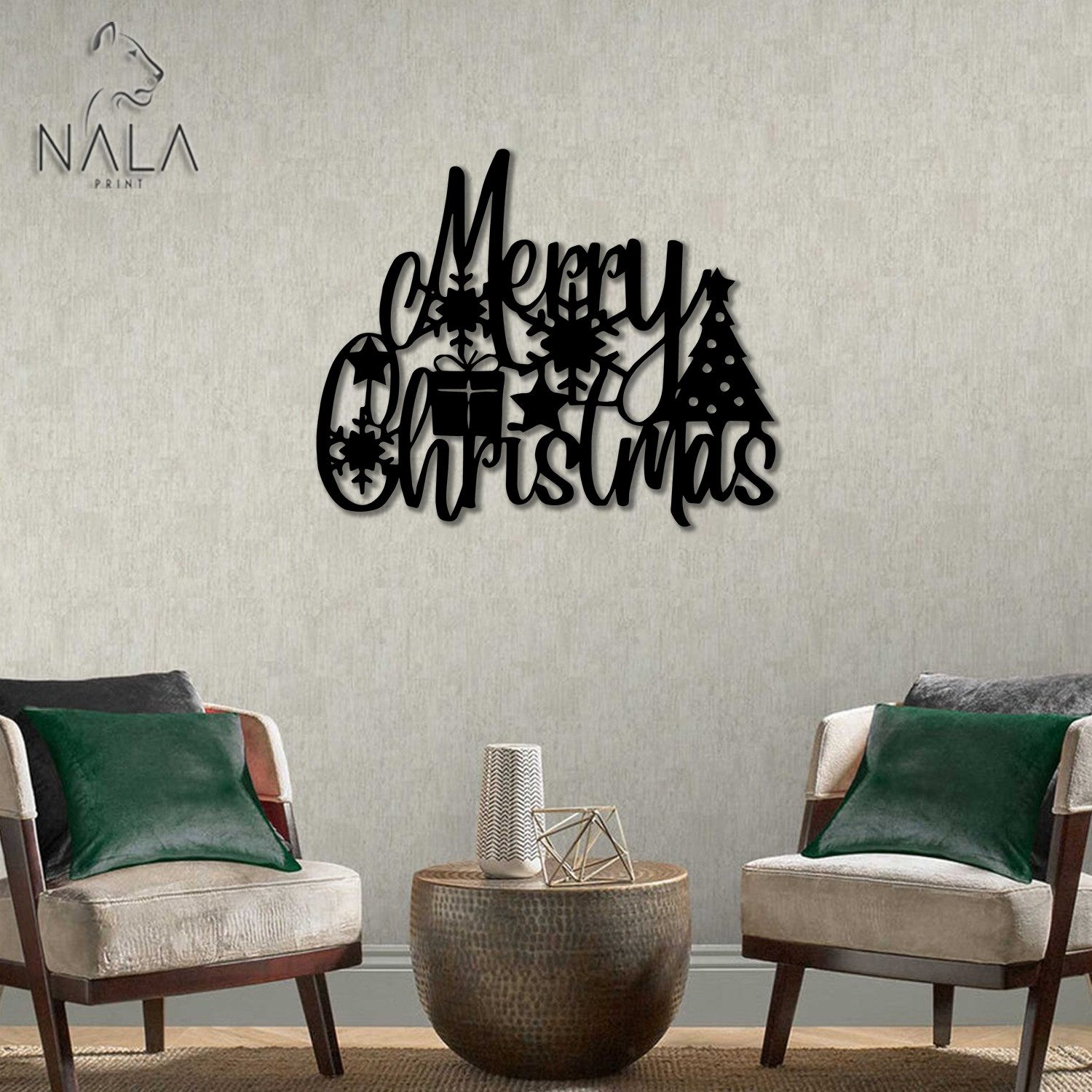 Merry Christmas Metal Sign, Lettering Design Wall Hanging, Christmas ...