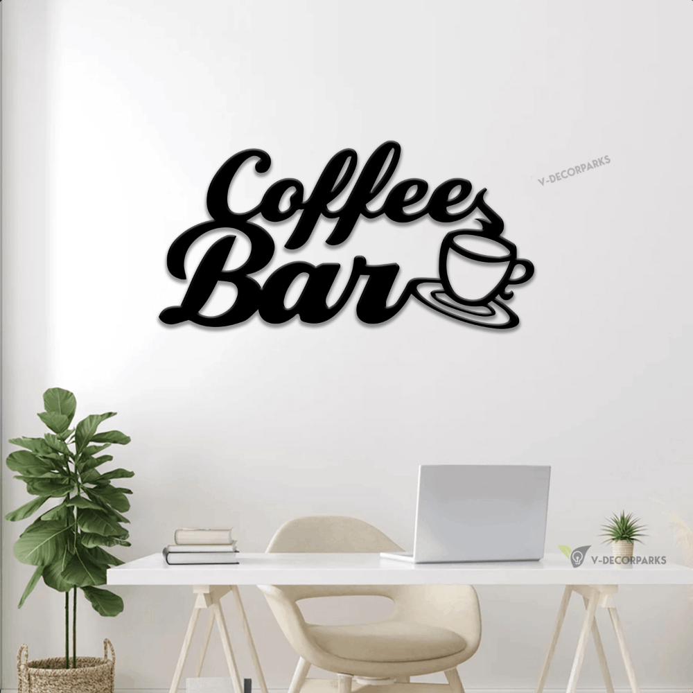 Coffee Bar, Wall Hanging, Metal Coffee Sign With Led Lights, Kitchen ...