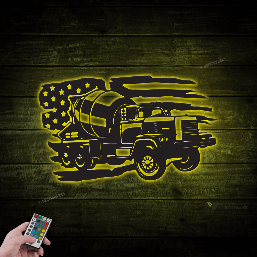 Concrete Mixer Truck Us Sign With Led Lights, Concrete Mixer Signs ...