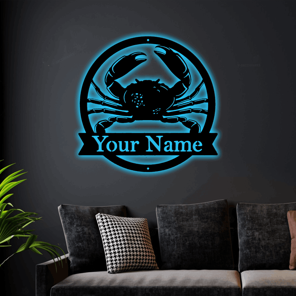 Crab Led Lights, Metal Sign, Door Hanger Metal Monogram Door Hanger ...
