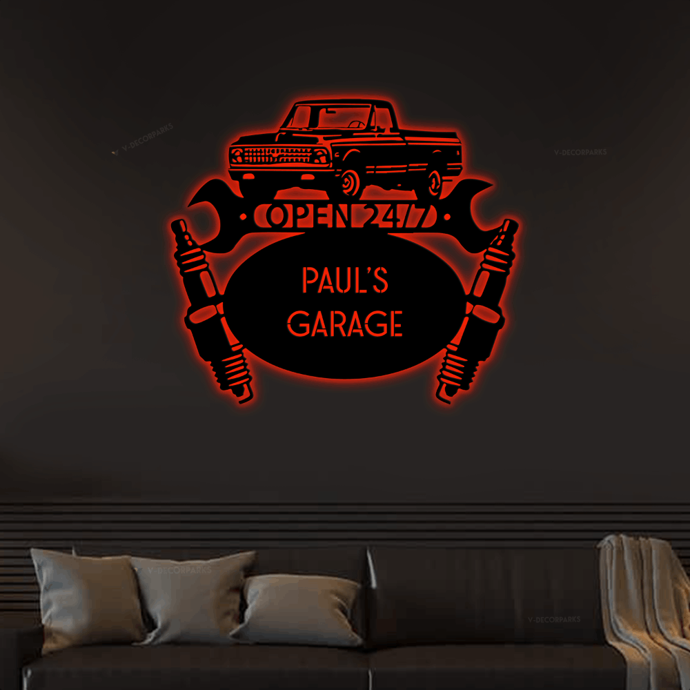 Custom 1972 Truck C10 Classic Led Lights, Garage Wall Decor Monogram ...