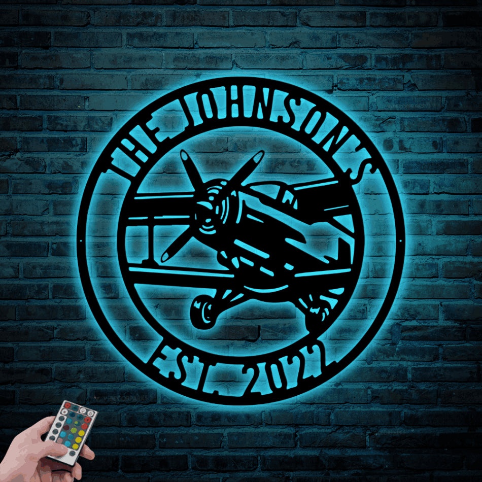 Custom Airplane Metal Sign With Led Lights, Pilot Name Sign Decoration ...