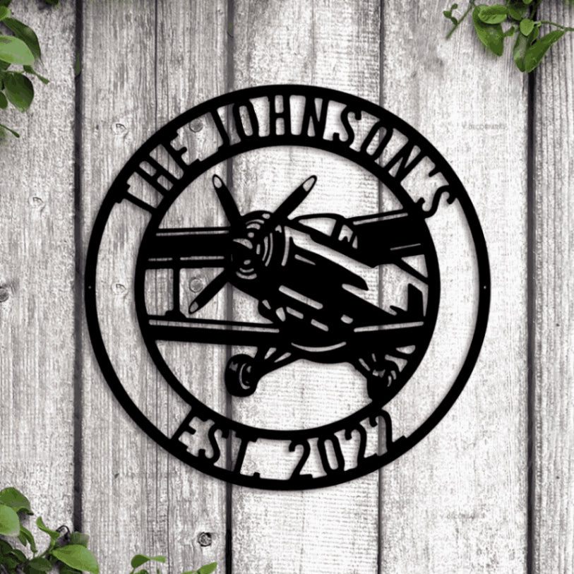 Custom Airplane Metal Sign With Led Lights, Pilot Name Sign Decoration ...