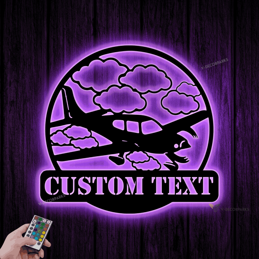 Custom Airplane Metal Wall Art Led Light, Airplane Wall Art ...