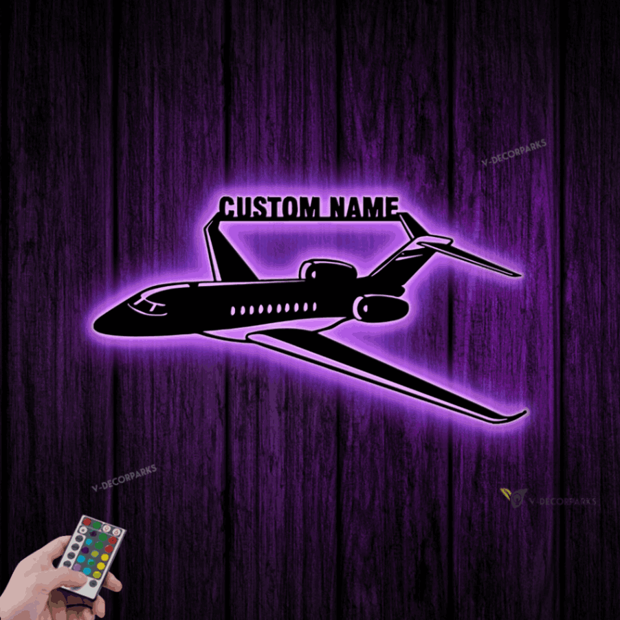 Custom Airplane Metal Wall Art Led Light, Airplane Wall Hanging, Custom ...