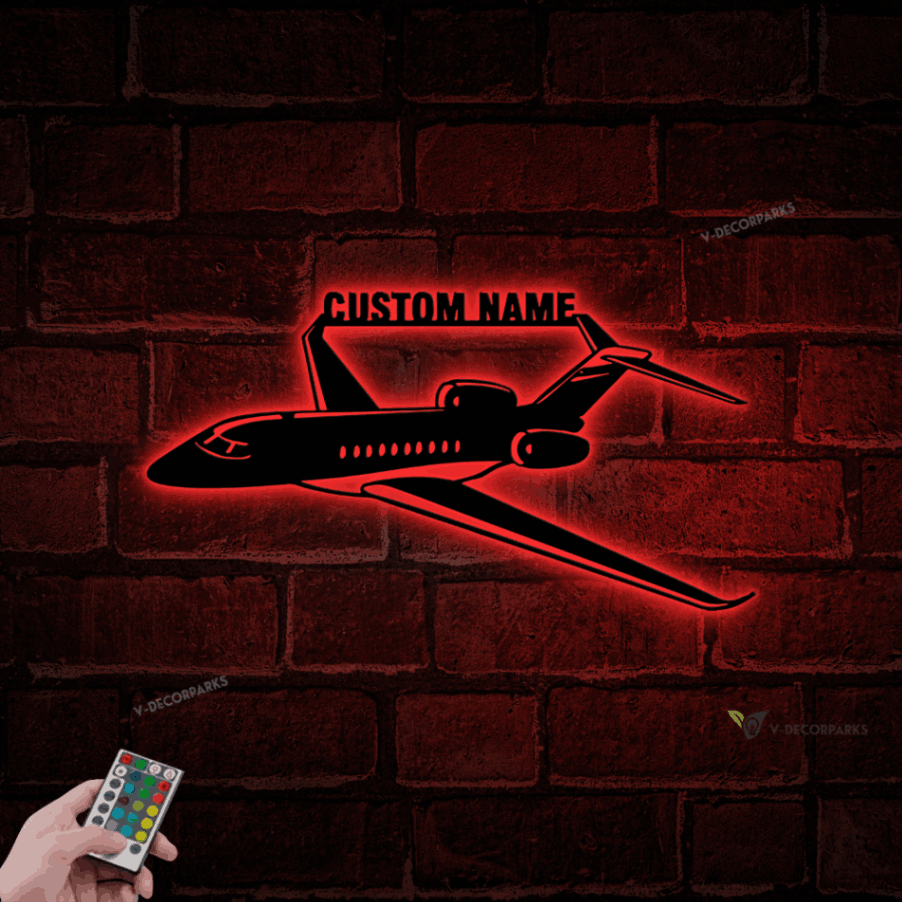 Custom Airplane Metal Wall Art Led Light, Airplane Wall Hanging, Custom ...