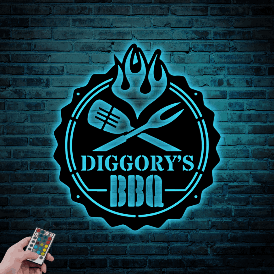 Custom Bbq Sign With Led Lights, Personalized Barbecue Wall Art ...