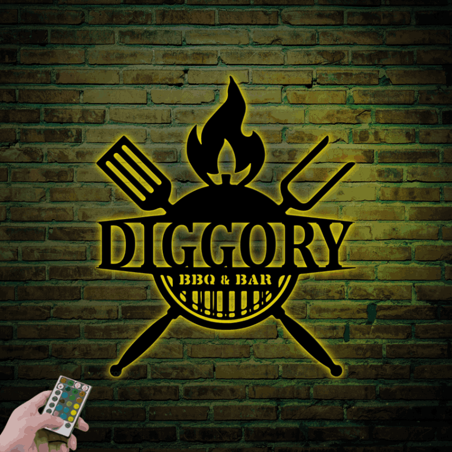 Custom Bbq Sign Led Lights, Personalized Metal Wall Decor, Bbq Wall ...