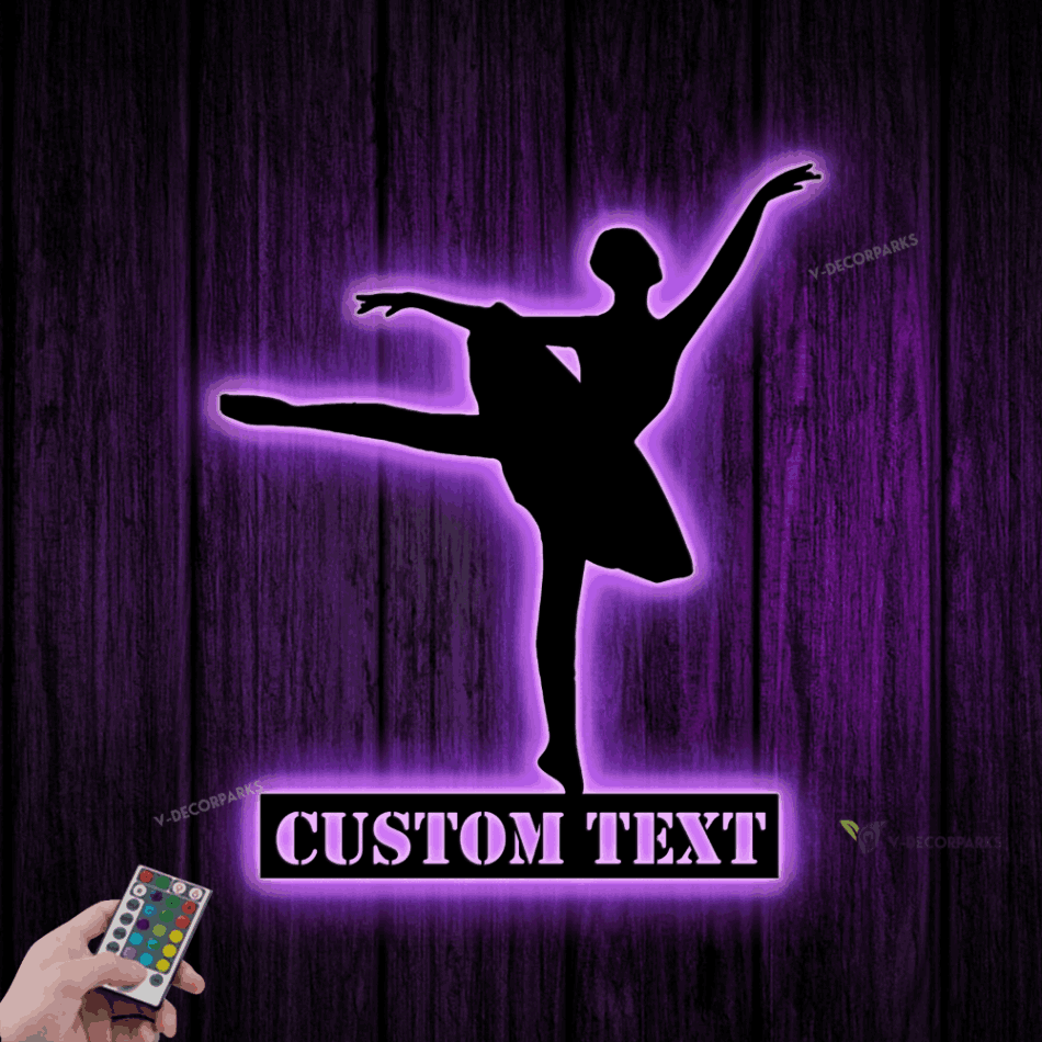 Custom Ballerina Dance Metal Wall Art Led Light, Personalized Girl ...