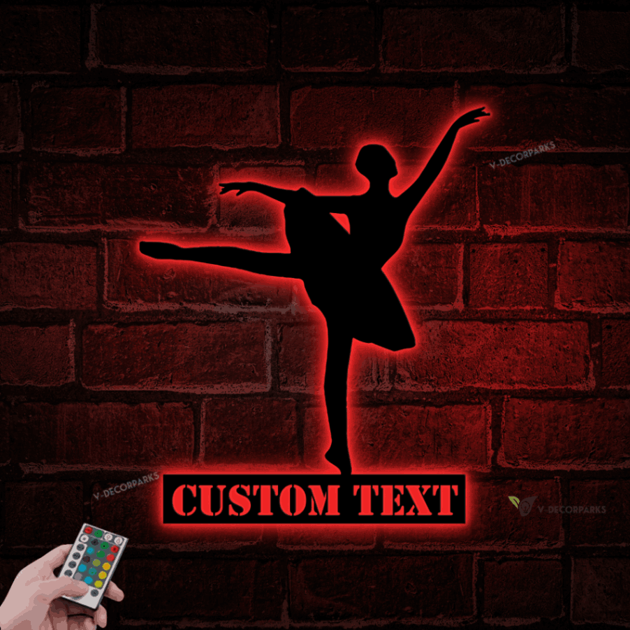 Custom Ballerina Dance Metal Wall Art Led Light, Personalized Girl ...