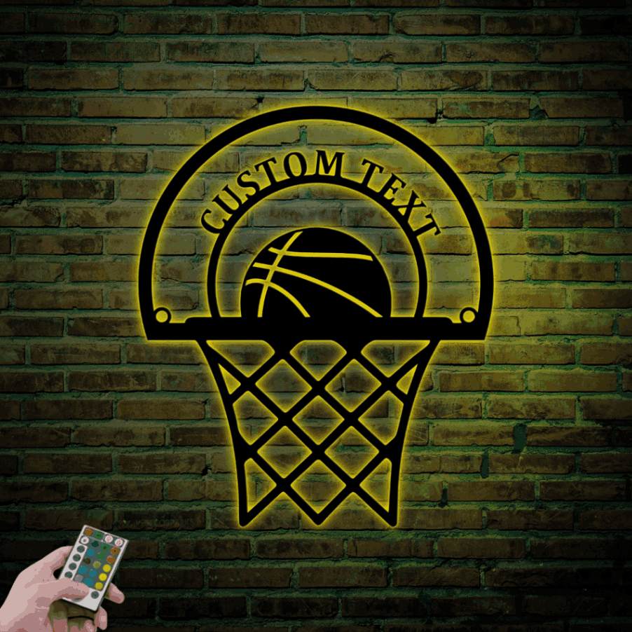 Custom Basketball Metal Wall Art With Led Lights, Personalized ...