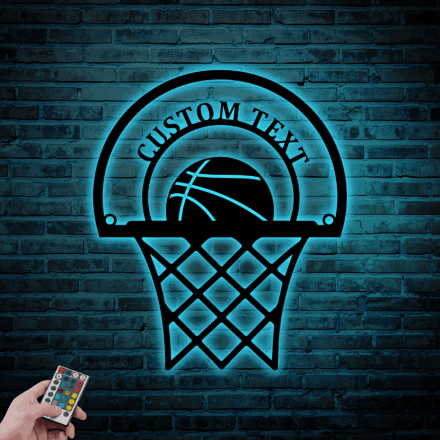 Custom Basketball Metal Wall Art With Led Lights, Personalized ...