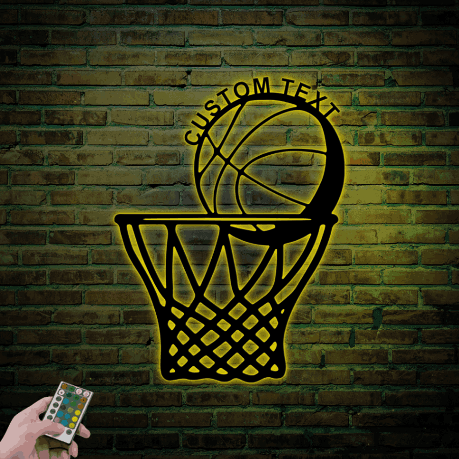 Custom Basketball Metal Wall Art With Led Lights, Personalized ...