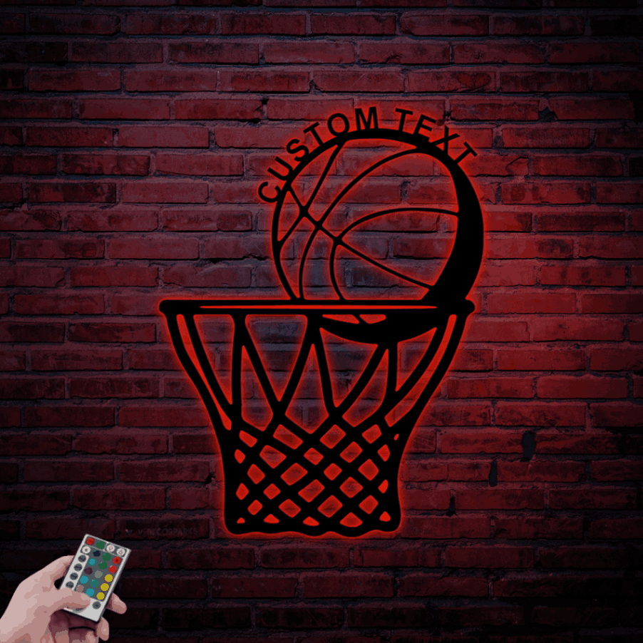 Custom Basketball Metal Wall Art With Led Lights, Personalized ...
