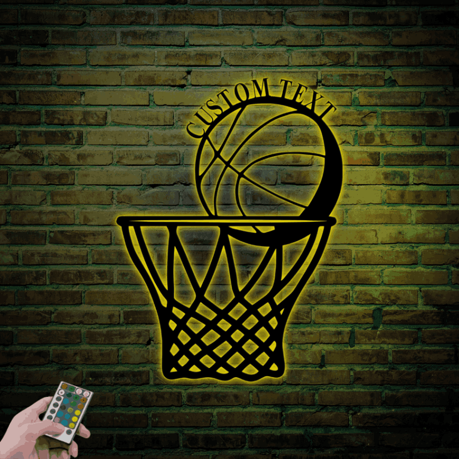Custom Basketball Metal Wall Art With Led Lights, Personalized Wall ...