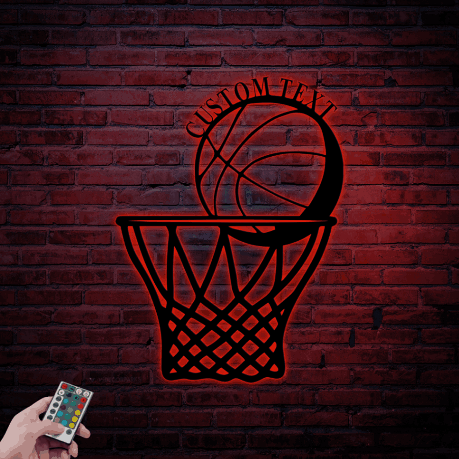 Custom Basketball Metal Wall Art With Led Lights, Personalized Wall ...