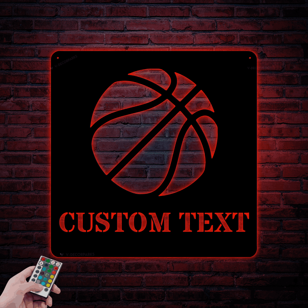 Custom Basketball Metal Wall Art With Led Lights, Personalized Wall ...